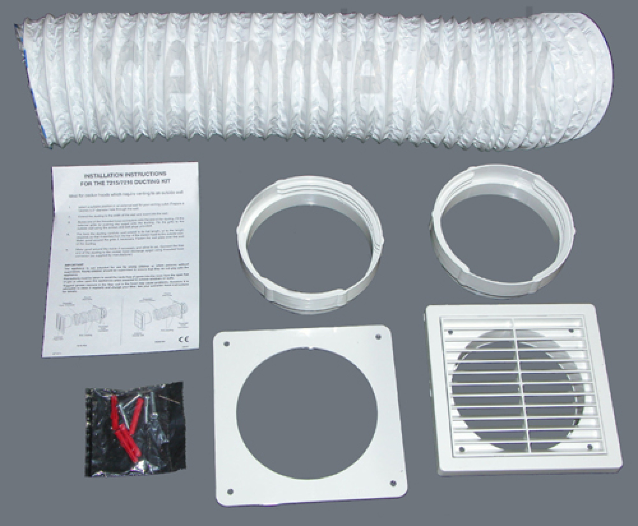 Ducting Kit 125mm diameter white 1 metre long for cooker hood extractor fan